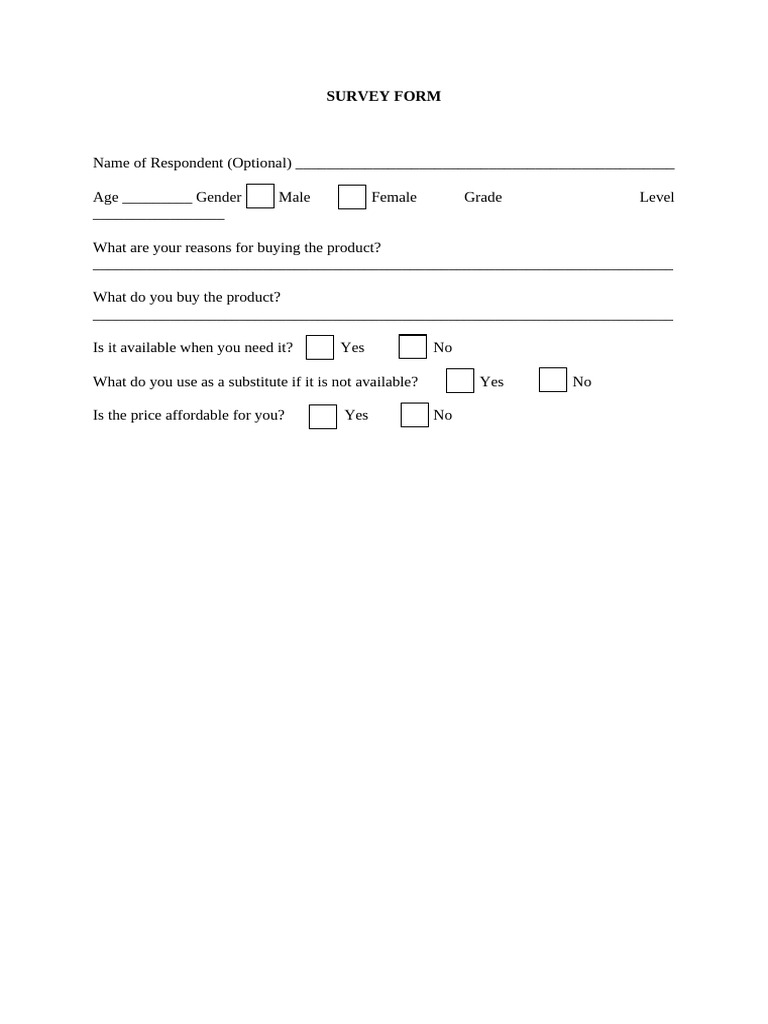 Survey Form | PDF
