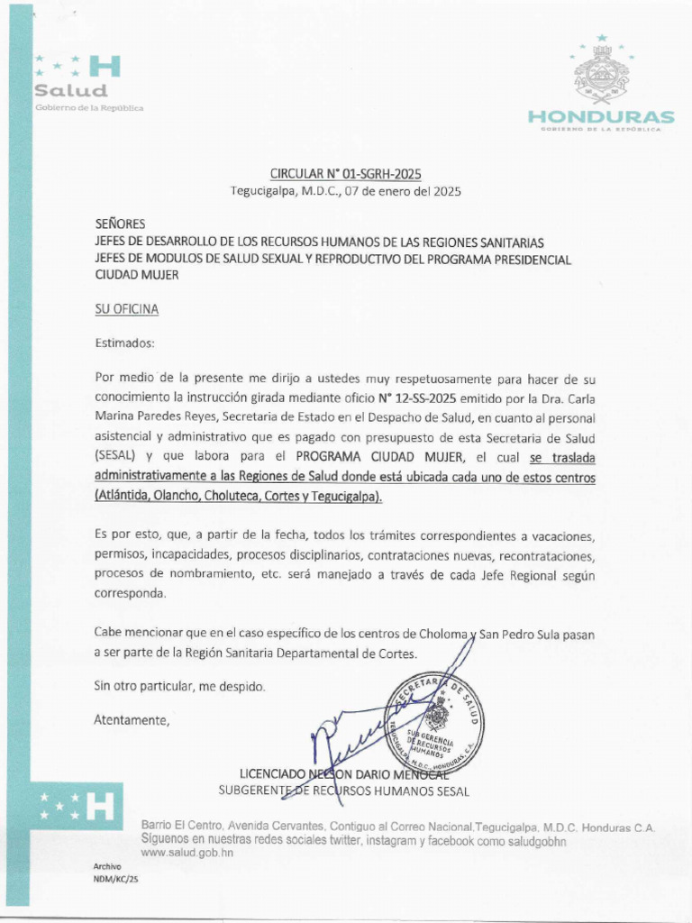 Circular 01-SGRH-25 - 07-01-2025 | PDF