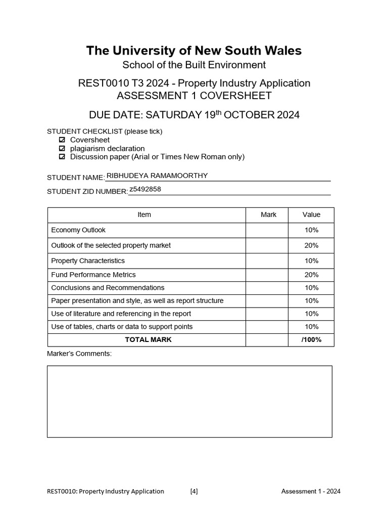 Rest0010 Assignment 1 Final | PDF | Lease | Australia
