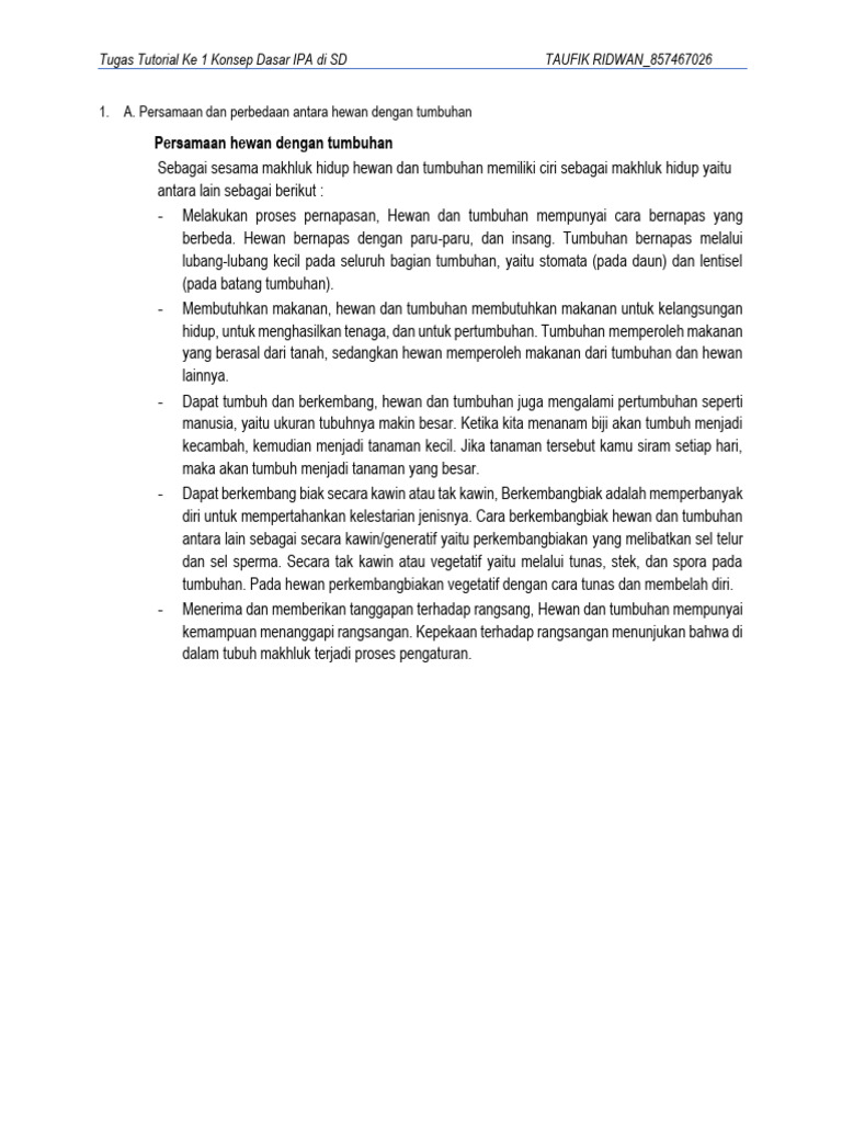 TT1 Konsep Dasar Ipa - PDGK4013 - Taufik Ridwan - 857467026 | PDF