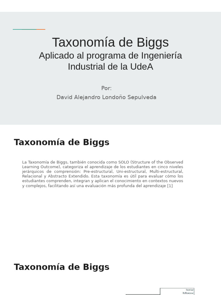 Taxonomía de Biggs - David Alejandro Londoño Sepulveda | PDF | Optimización Matemática ...