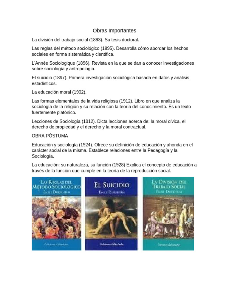 Obras y Criticas de Emile Durkheim | PDF | Emile Durkheim | Sociología