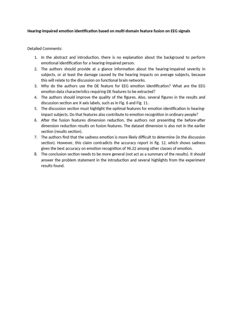 Comment - Hearing Impaired Emotion Identification Base D On Multi-Domain Feature Fusion On Eeg ...