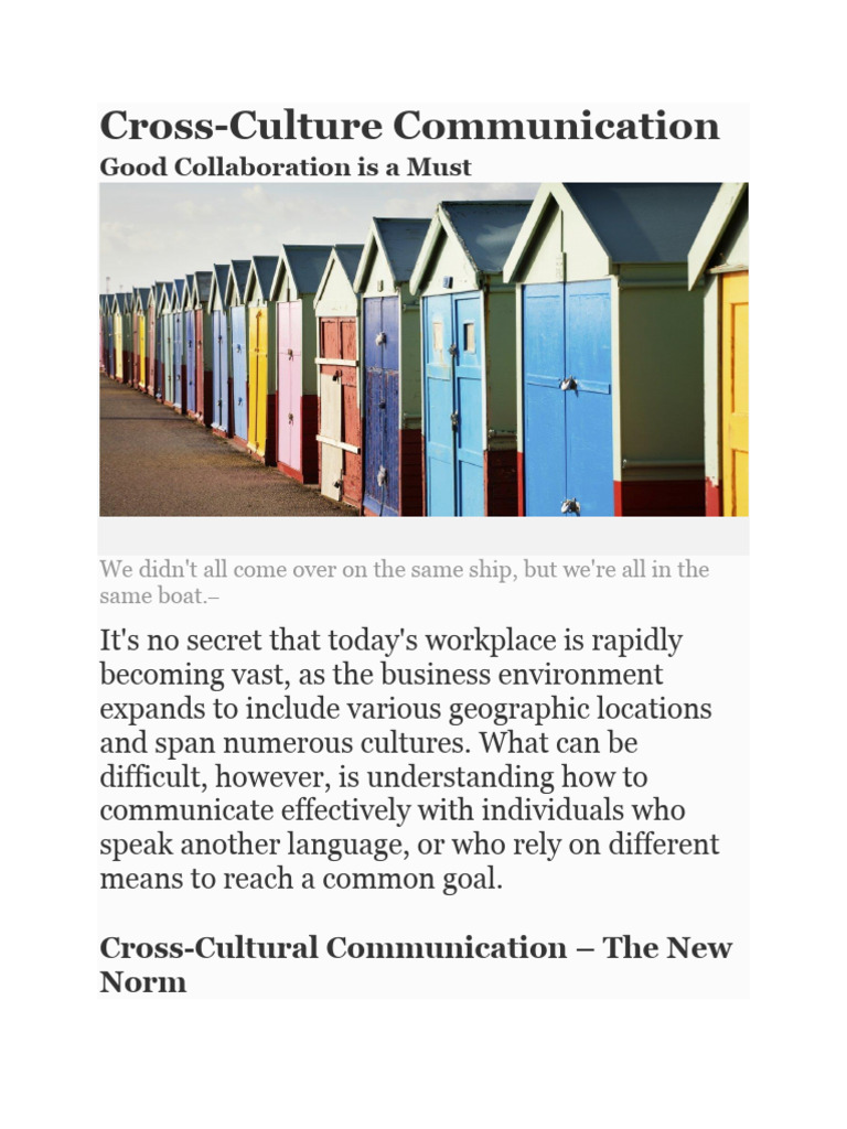 Cross-Cultural Workplace Guide | PDF | Communication | Cross Cultural ...