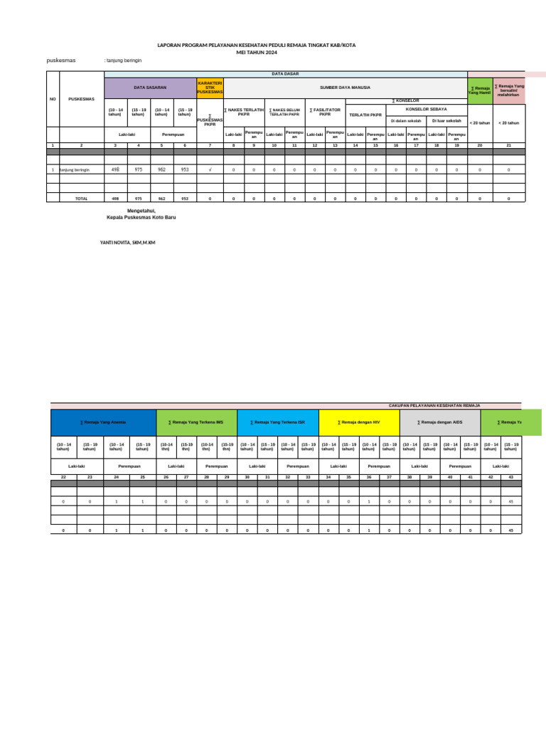 Lap PKPR Bulan Desember 2024 PKM Tanjung Beringin | PDF