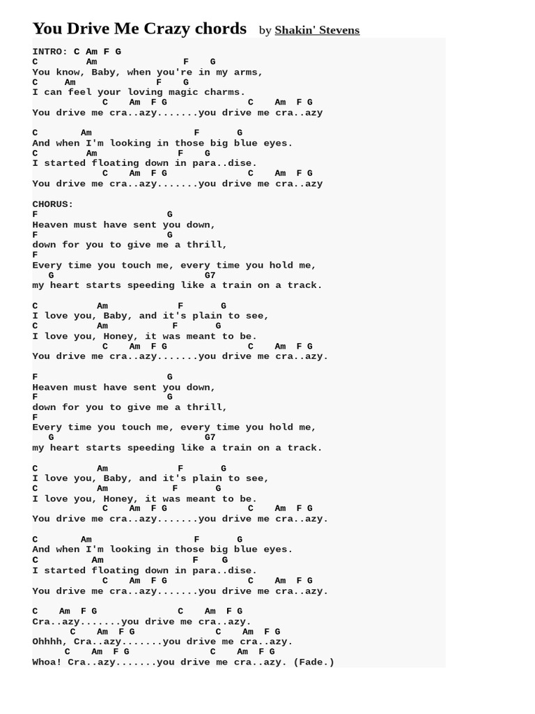 You Drive Me Crazy Chords | PDF