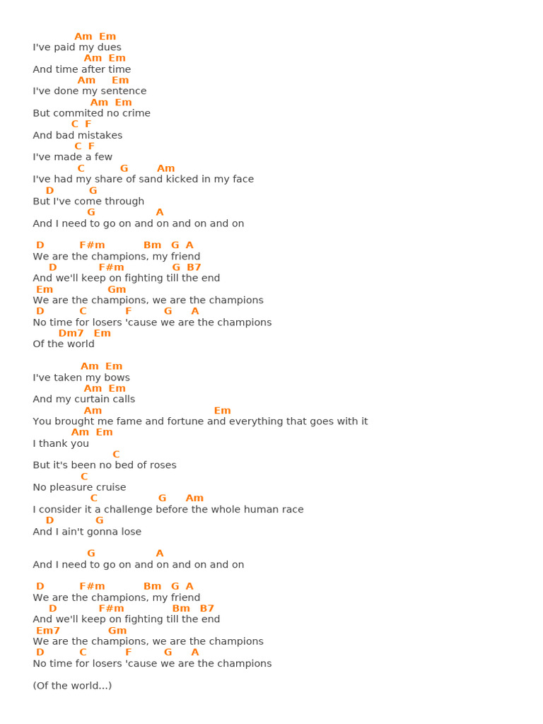 We Are the Champions | PDF