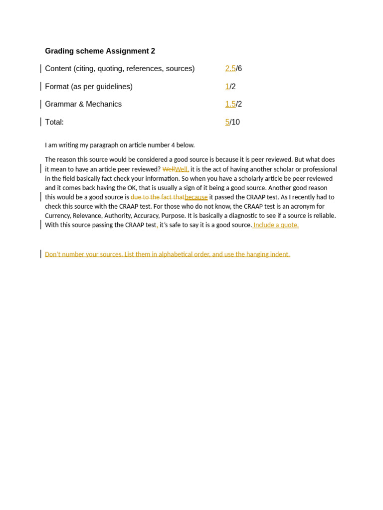 Woodrow Crowder Grading scheme Assignment 2 | PDF