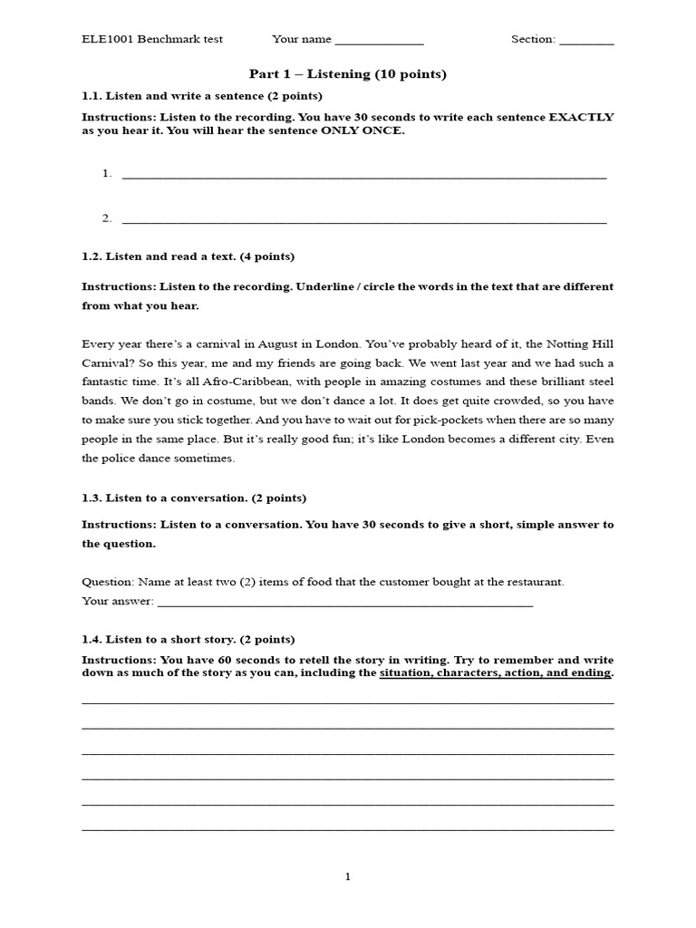 E1 Benchmark Test - Backup | PDF