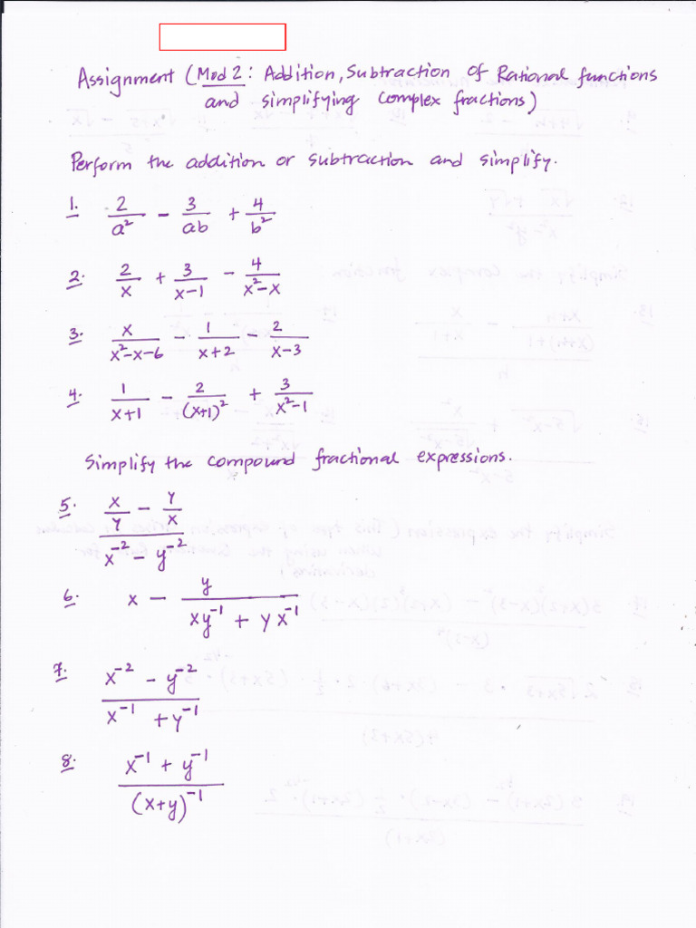 Mod 2 Day 3 Addition, Subtraction, of Rational Functions and ...