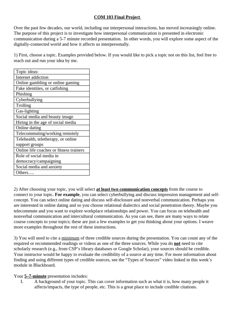 Final Project Instructions | PDF | Citation | Apa Style