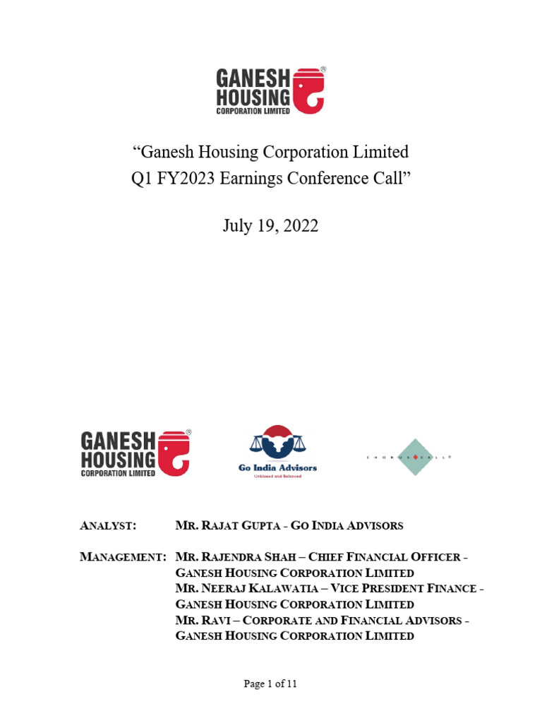 Transcript-of-Q1-FY23-Earnings-Call | PDF | Debt | Economies