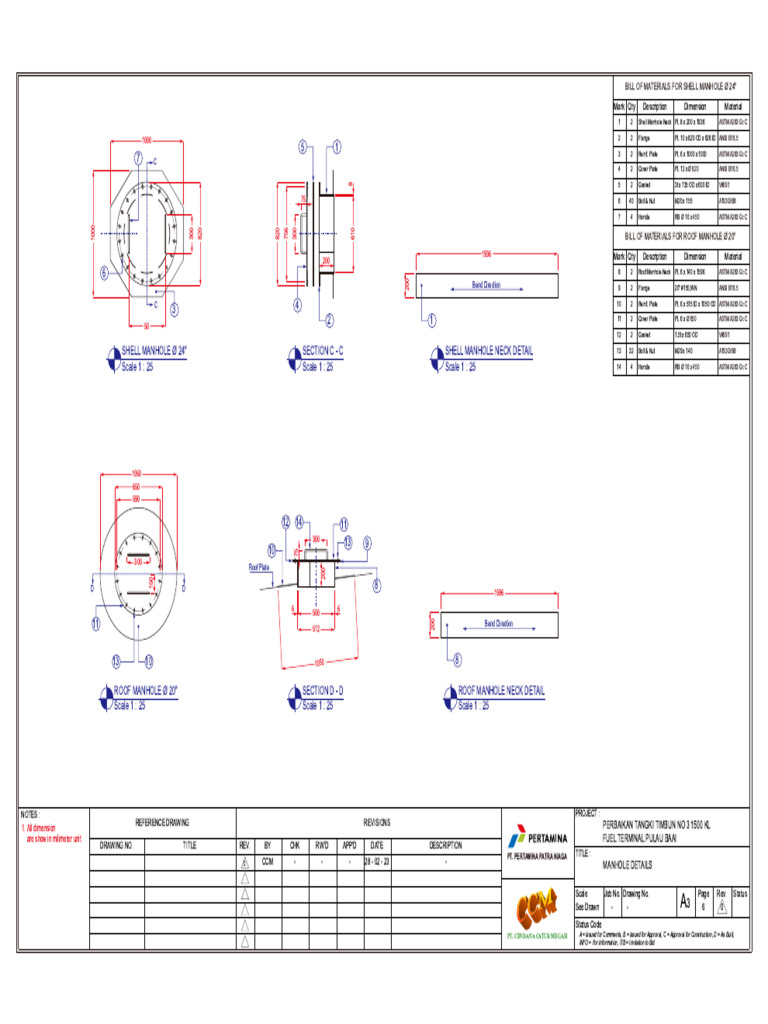 Shop DrawinG Cover Manhole REVISI FT Pulau Baai Pekerjaan Tangki No 3 ...