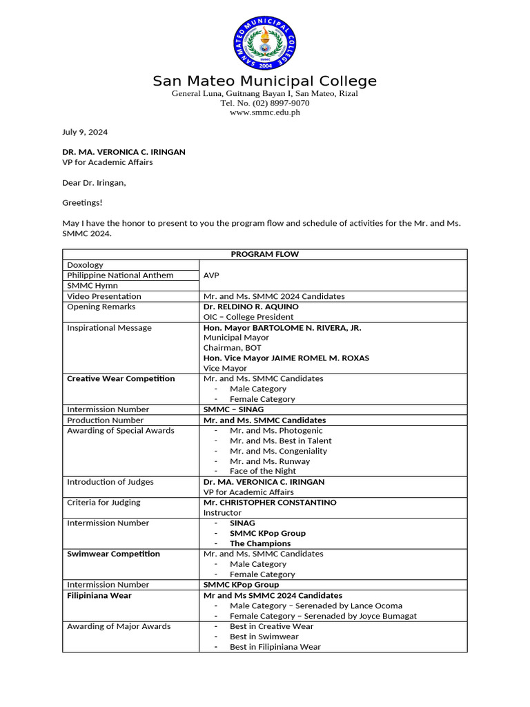 MR and Ms SMMC Program | PDF