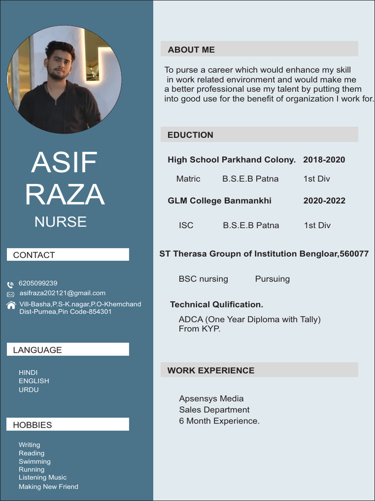 Asif Raza - Nurse Profile and Resume | PDF