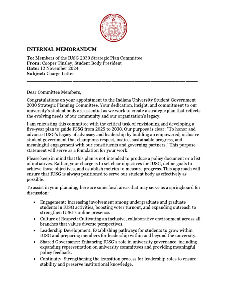 Charge Letter - Strat Plan | PDF