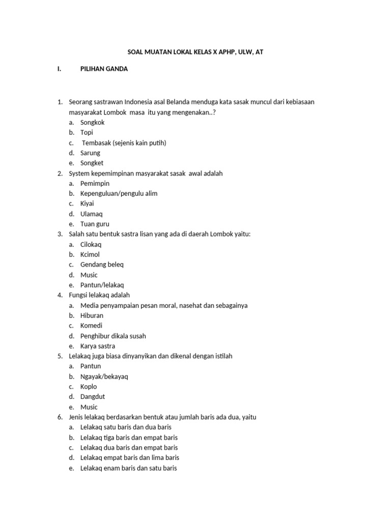 Muatan Lokal | PDF