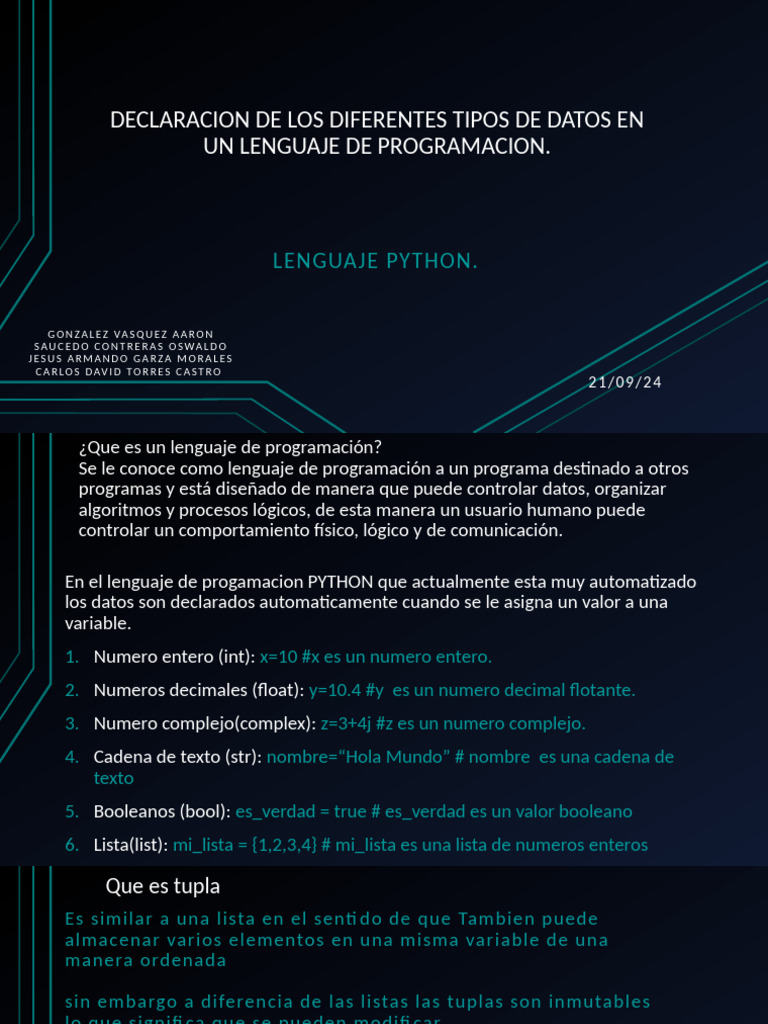 Declaracion de Tipos de Datos | PDF