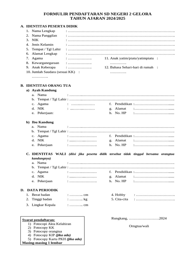 FORMULIR PENDAFTARAN KB AL-FATTAH | PDF