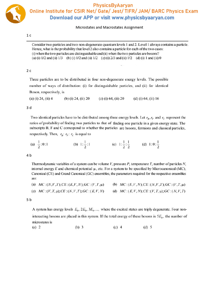 Microstates and Macrostates Assignment | PDF