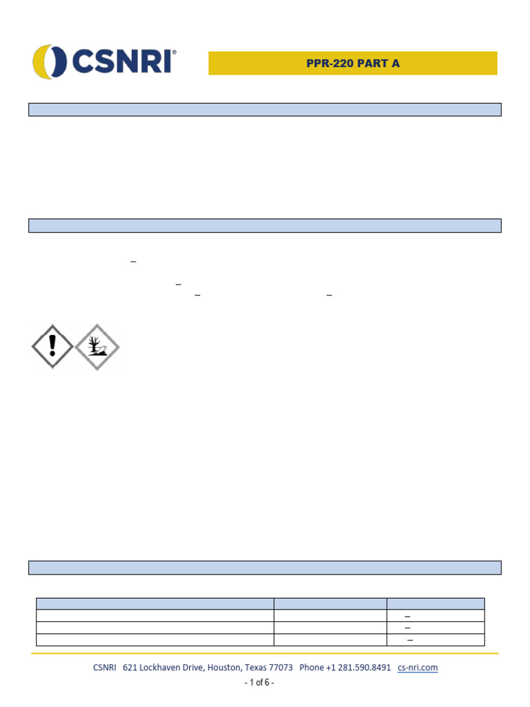 PPR-220 Part A Safety Data Sheet | PDF | Toxicity | Personal Protective ...