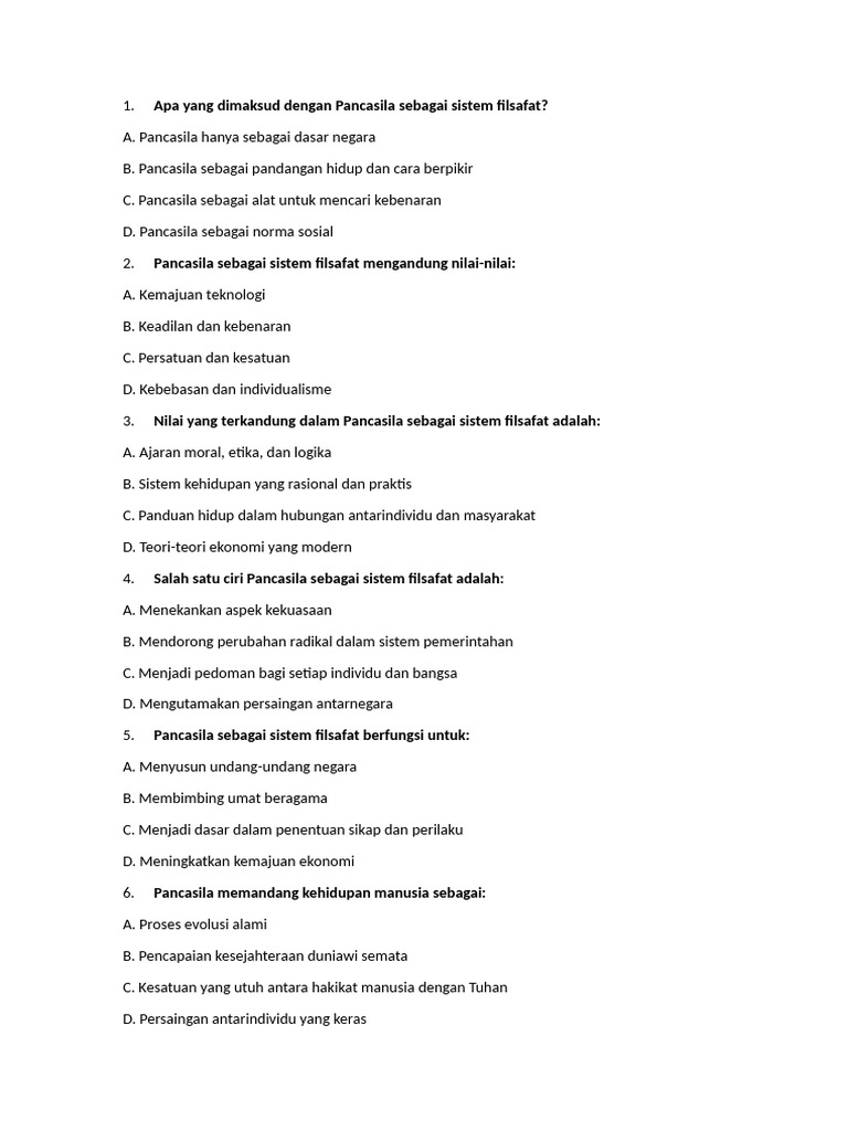 Soal Uas Pendidikan Pancasila Fkom 2024 | PDF