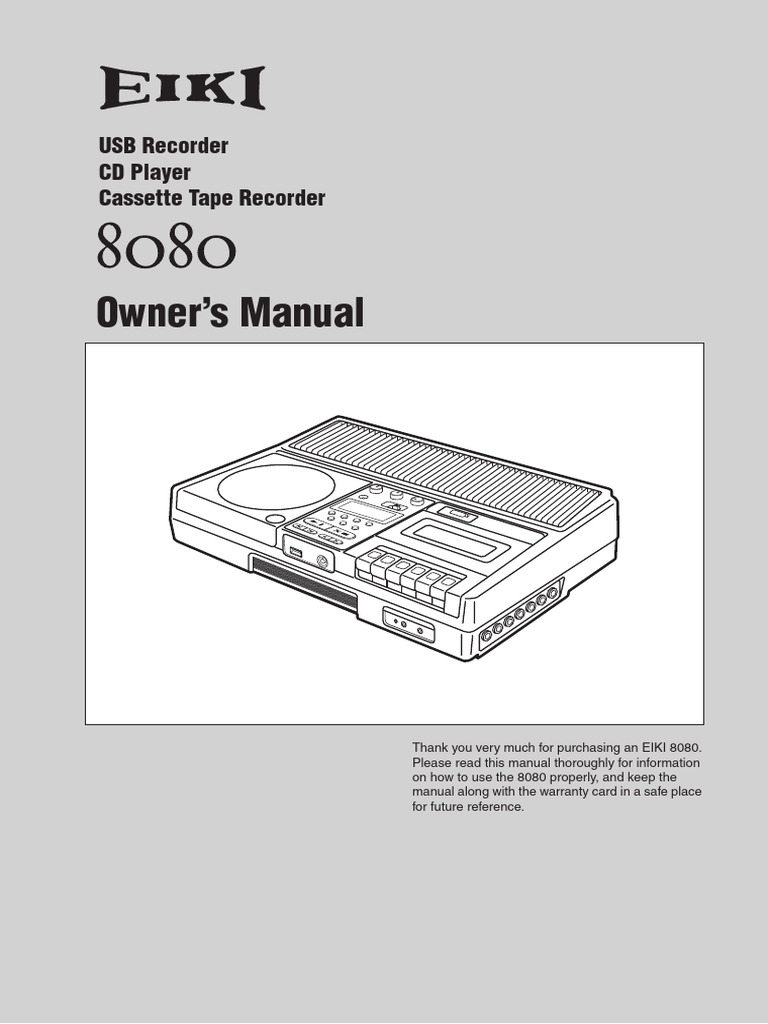 Eiki 8080 User Manual | PDF | Compact Disc | Sound Recording And Reproduction