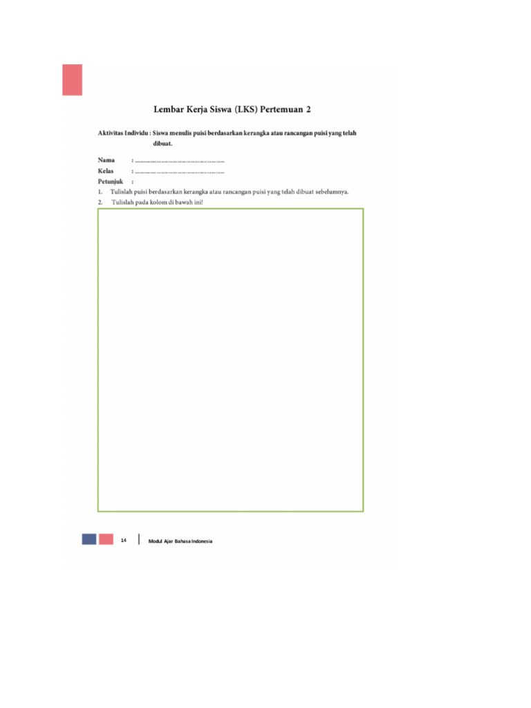 37120d41 0d0a 48ff 8d13 c531f229e2ff= LKS Pertemuan 2 Menulis Puisi | PDF