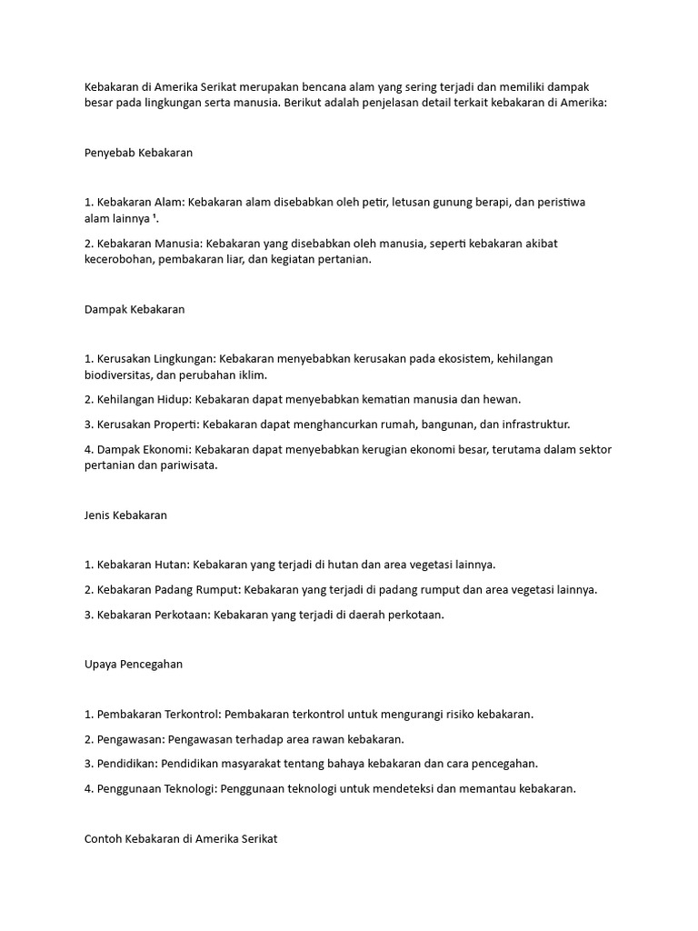 Kebakaran di Amerika Serikat merupakan bencana alam yang sering terjadi ...