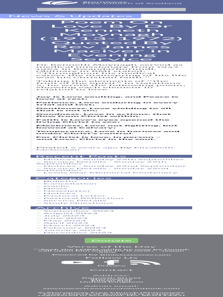 Poem On Love by DR Kenneth Moynagh (1913-1972) Quoted by Rev James ...