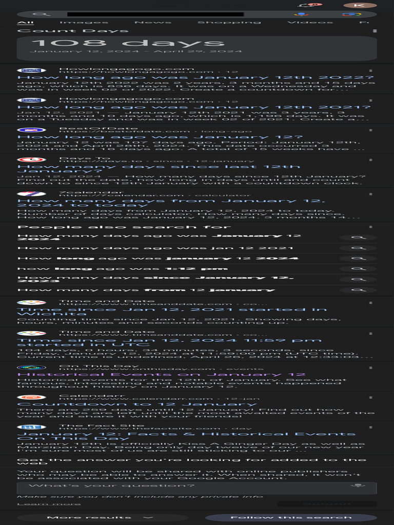 How Many Days Ago Was Jan 12 - Google Search | PDF