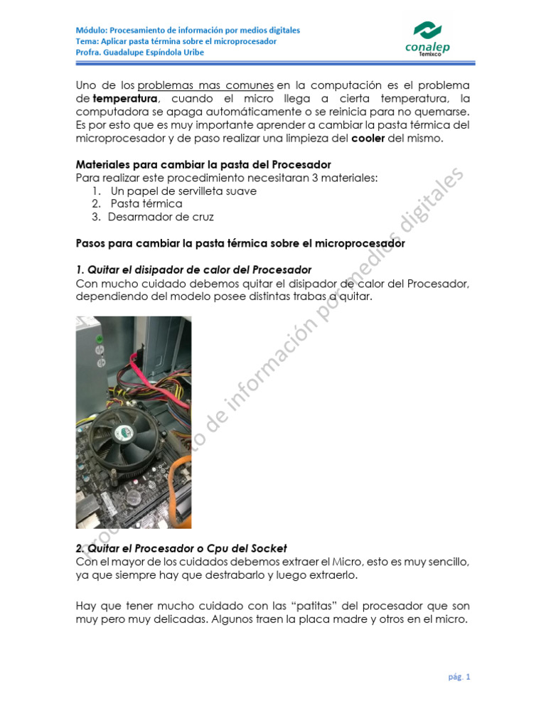 Cómo quitar pasta térmica seca | PDF | Microprocesador | Bienes ...