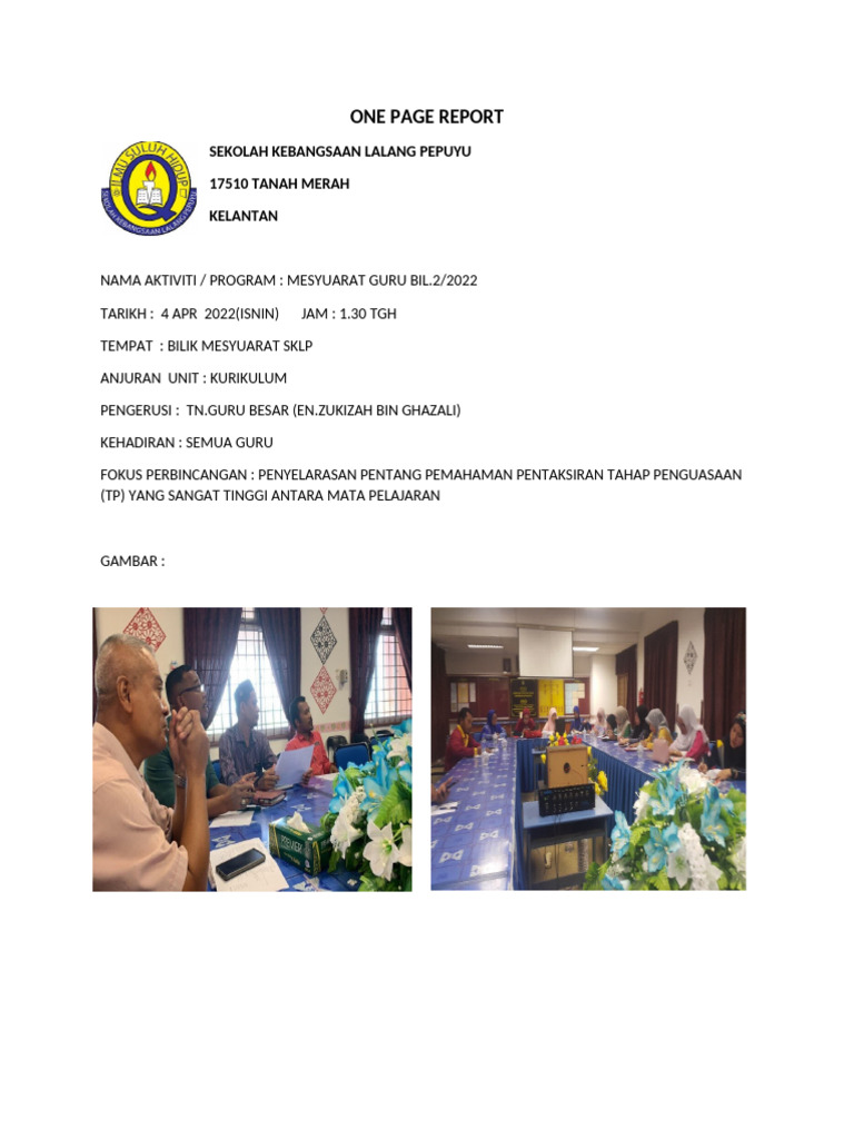 One Page Report | PDF