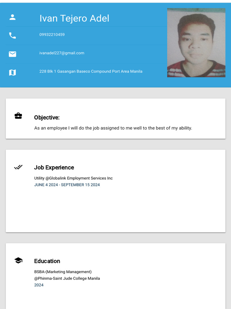 Ivan Tejero Adel's Resume | PDF