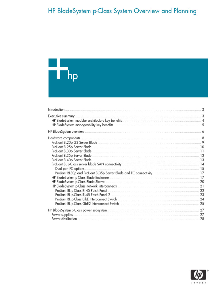 HP BladeSystem P-Class System Overview and Planning | PDF | Network ...
