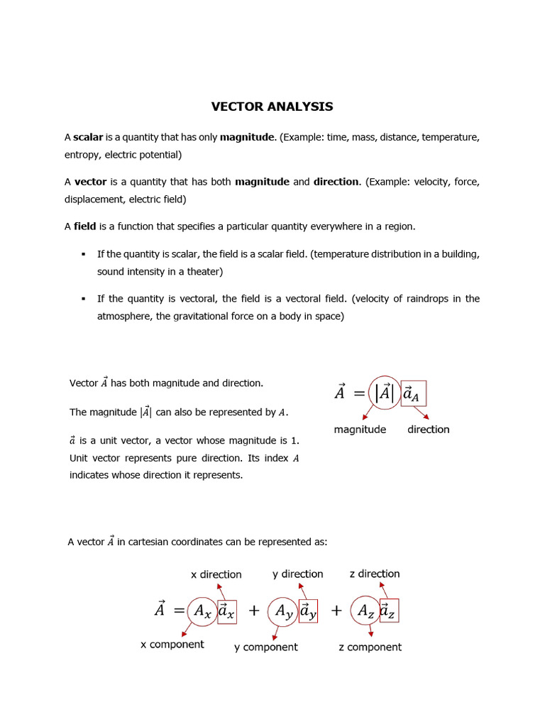 01 Vector Analysis Coordinate Systems | PDF | Euclidean Vector | Physical Quantities