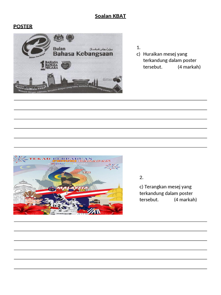Soalan KBAT (Poster Dan Petikan) | PDF