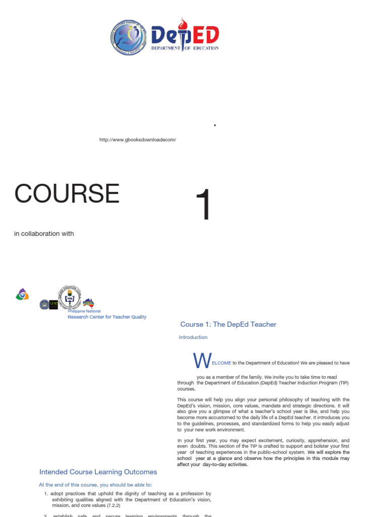TIP Course 1 (DepEd Teacher) (Repaired) | PDF | Teachers | Learning
