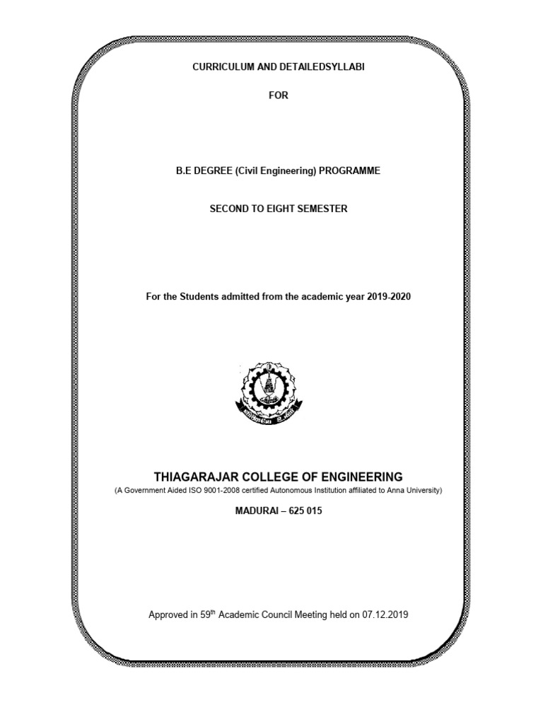 B.E Civil Engg 2019 Syllabus Full | PDF | Engineering | Civil Engineering