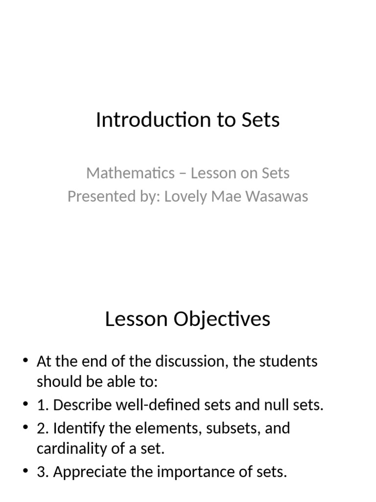 Introduction_to_Sets_Lesson | PDF