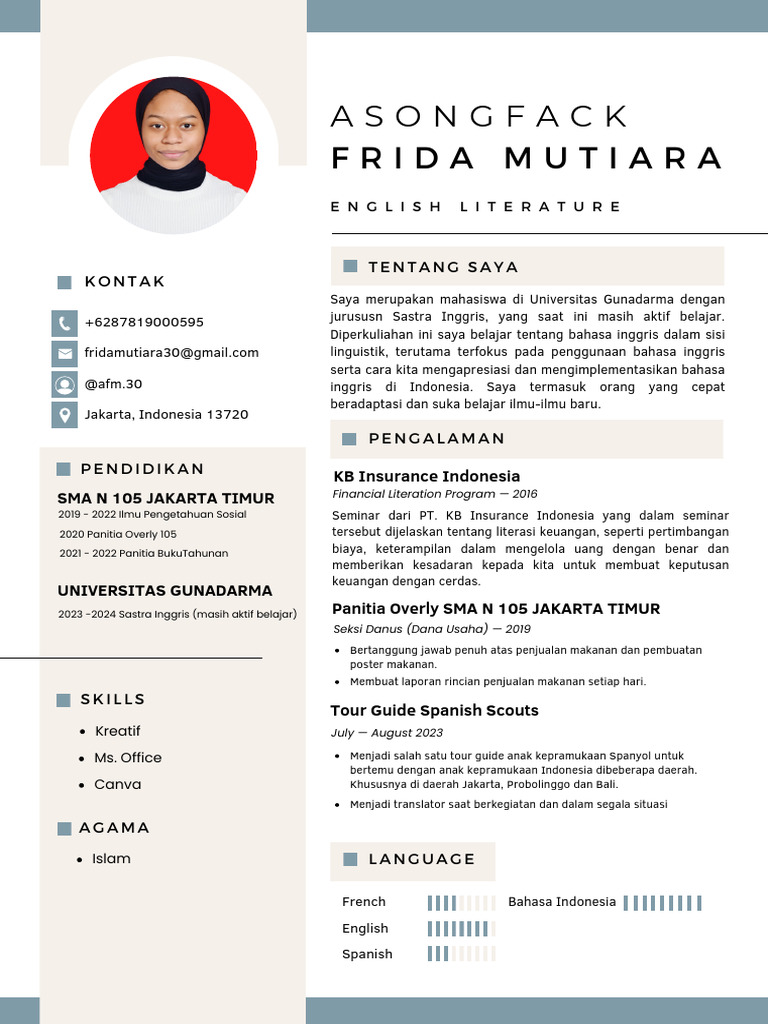 JOBSTREETEXPRESS AsongfackFridaMutiara Resume 20250108 | PDF