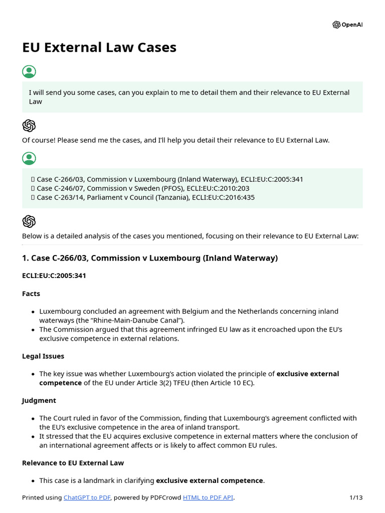 EU External Law Cases | PDF | European Union | Trips Agreement