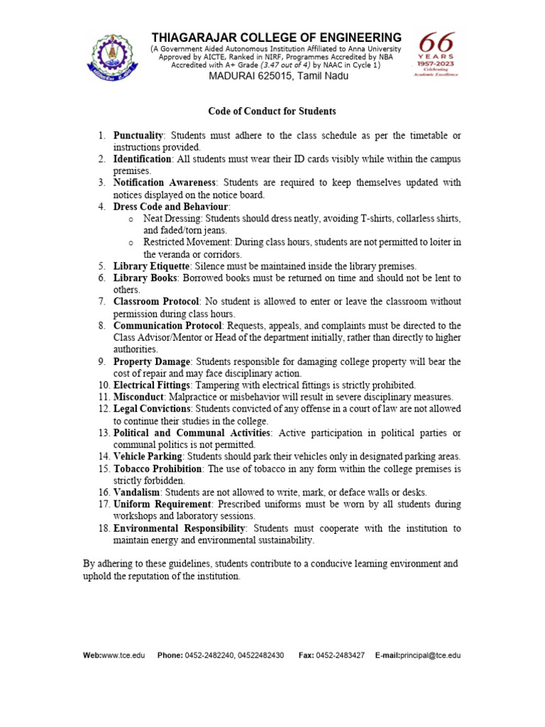 Code-of-Conduct-Students | PDF