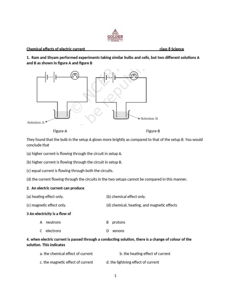 Chemical Effects of Electric Current 8 | PDF | Electric Current ...