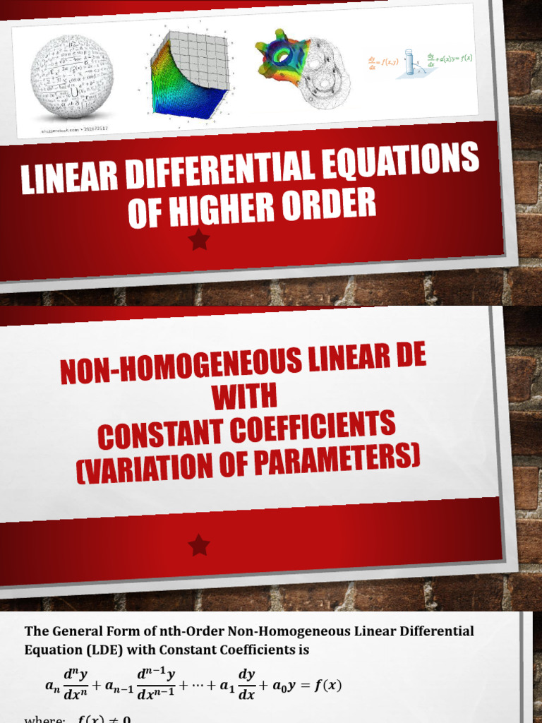 C3.3 NTH Order Non Homo LDE Variation of Parameters | PDF | Algebra | Calculus
