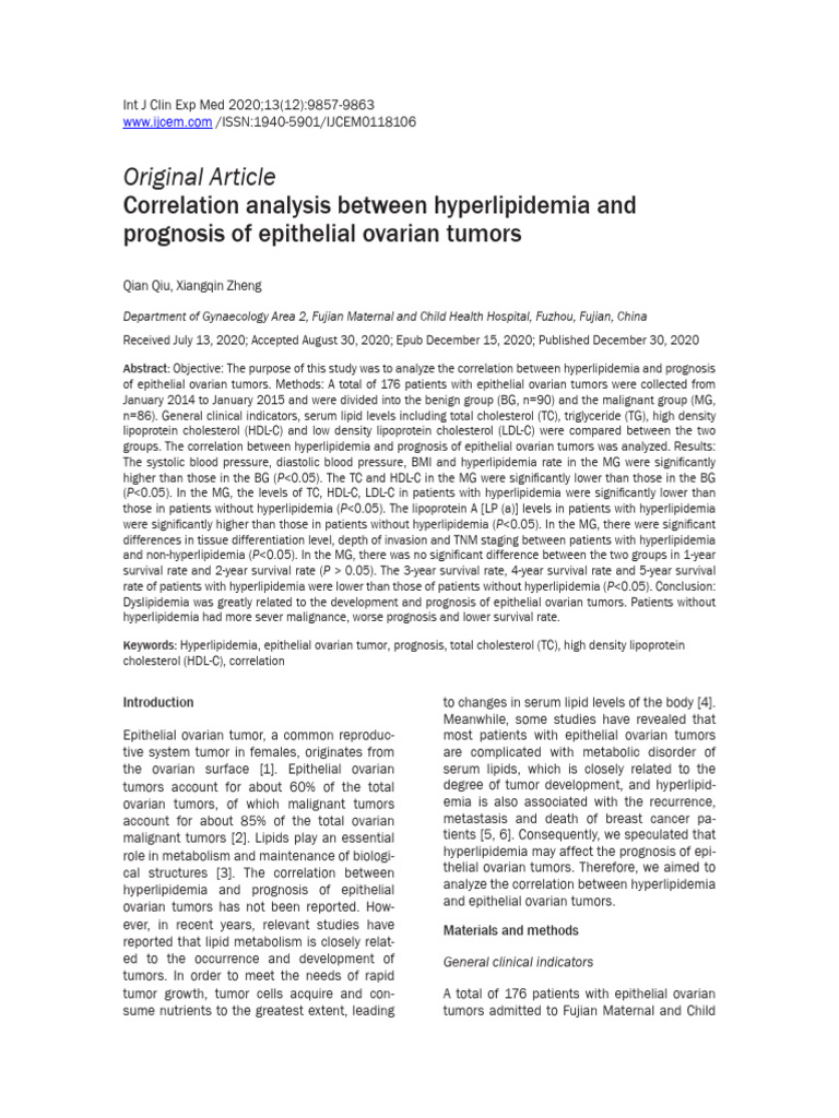 Correlation analysis between hyperlipidemia and | PDF | Low Density ... Correlation analysis between hyperlipidemia and | PDF | Low Density ...