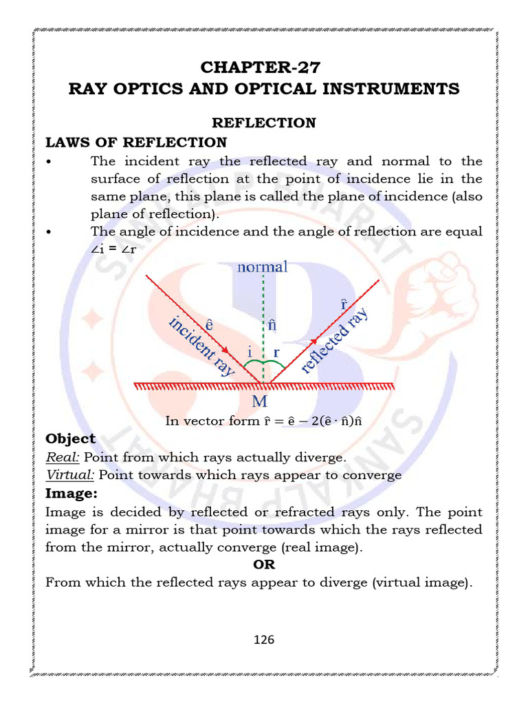 Ray Optics & Optical Instruments | PDF | Reflection (Physics) | Angular ...