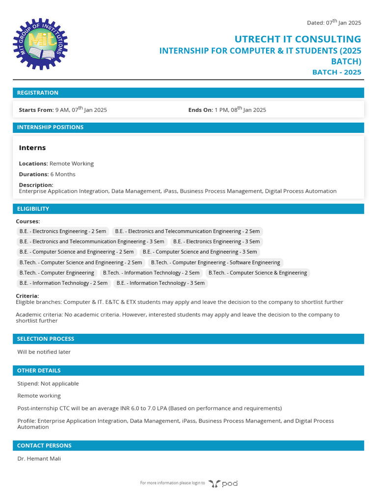 2025 IT Internship Opportunities in Pune | PDF | Engineering | Computing