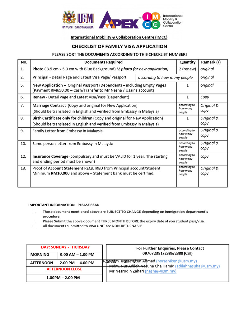 Family Visa Application Checklist Guide | PDF | Travel Visa | Government And Personhood