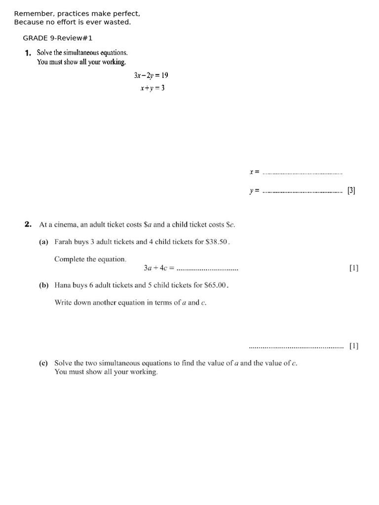 GRADE 9-Review#1 | PDF GRADE 9-Review#1 | PDF